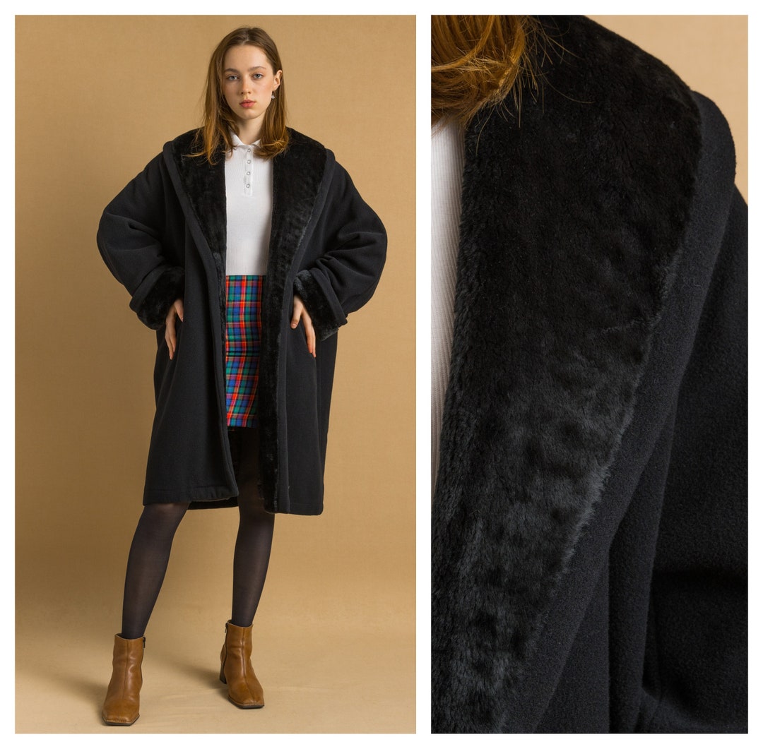 80s Woman Lambswool Coat Women Vintage 80s Winter Coat Long Wool Coat