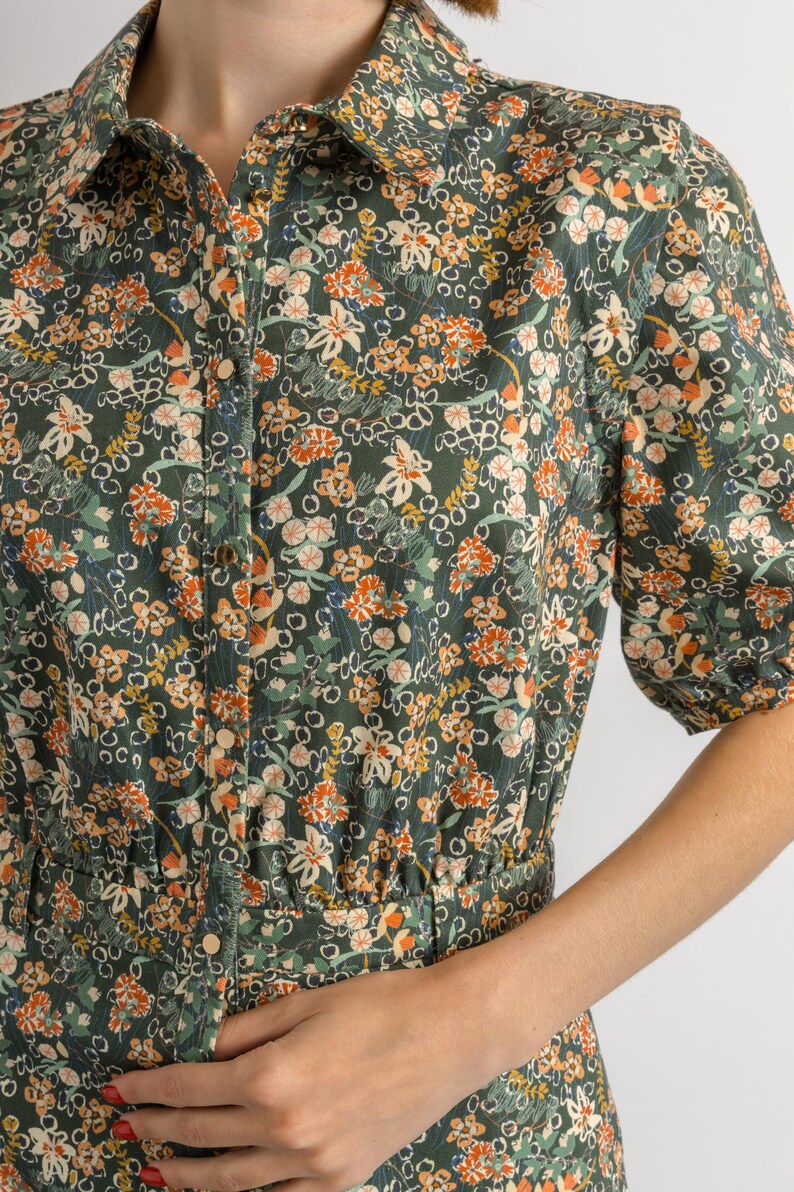 00s Woman Preowned Naf Naf Green Flowers Mini Dress Y2K Cotton Size 38 ...