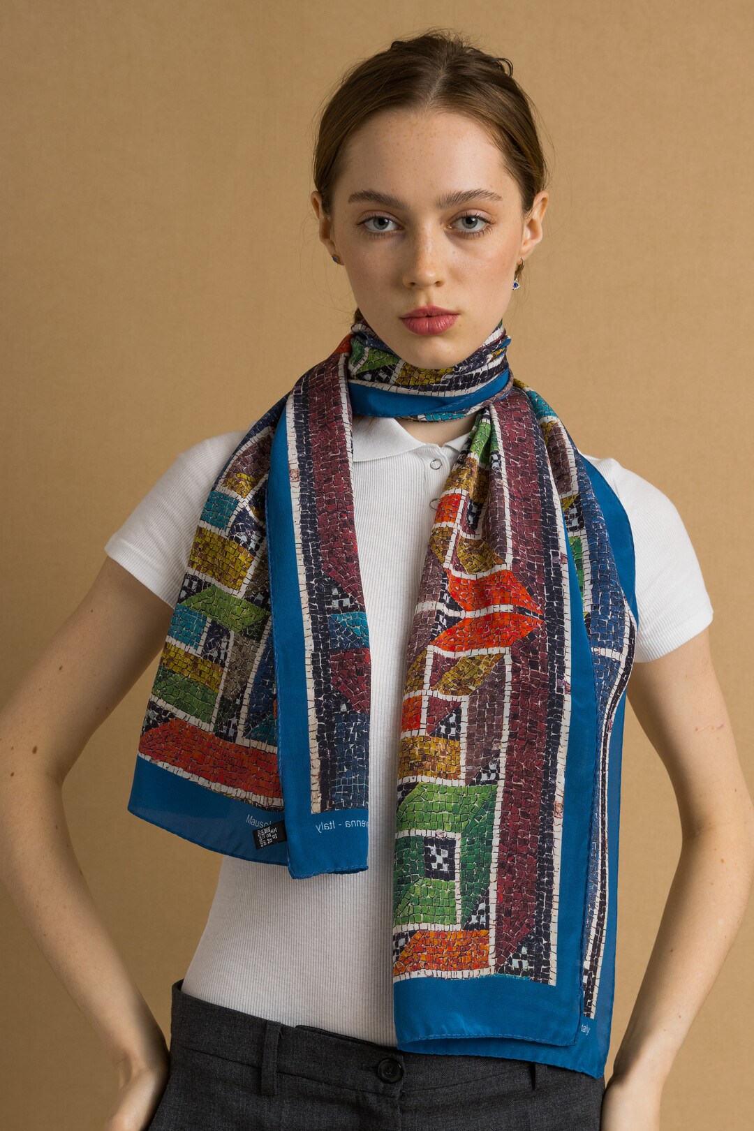 80s Vintage Vtg Rare Pure Silk Seta Seide Soie Geometric Abstract Print ...