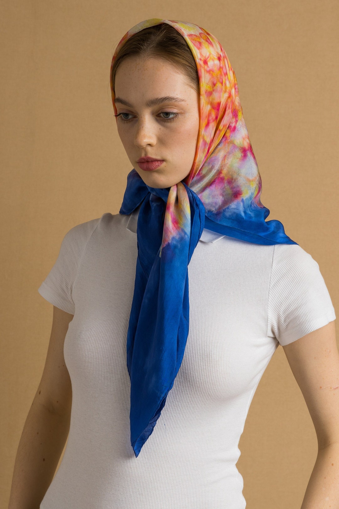 80s Vintage Vtg Rare Pure Silk Seta Seide Soie Tie Dye Abstract Print ...