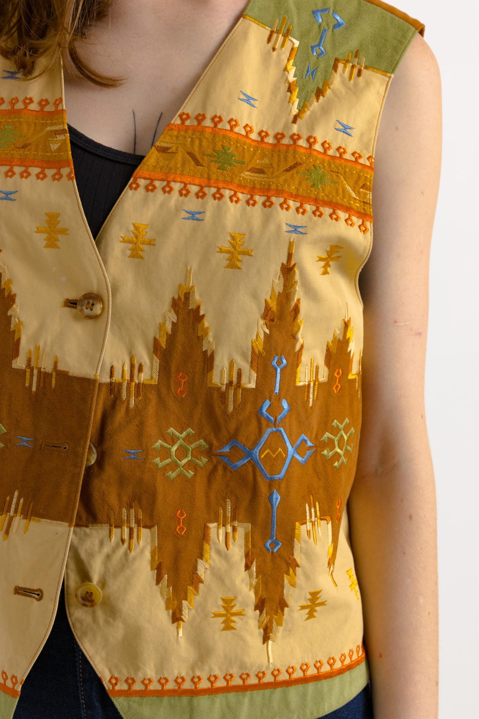 Vintage 90s Bogner Western Cropped Buttons Vest| Made in Germany| 1990s ...