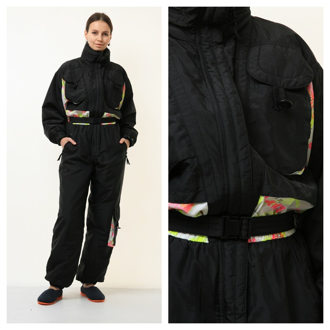 80s Vintage Vtg Rare Winter Black With Hood Lined With Elasticated ...