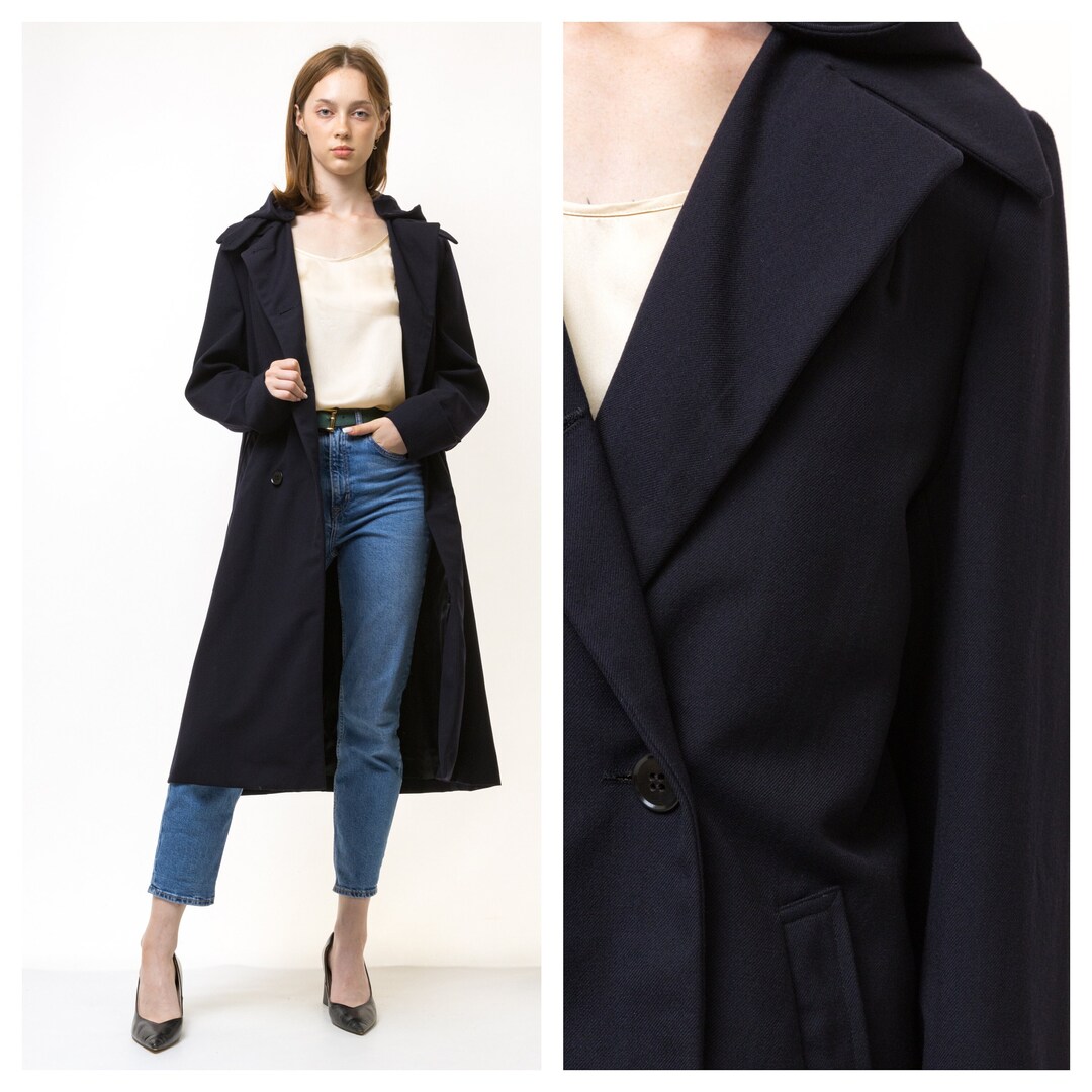 60s Woman Bolvig OSLO Lambswool Navy Coat Women Vintage 60s Fall Coat ...