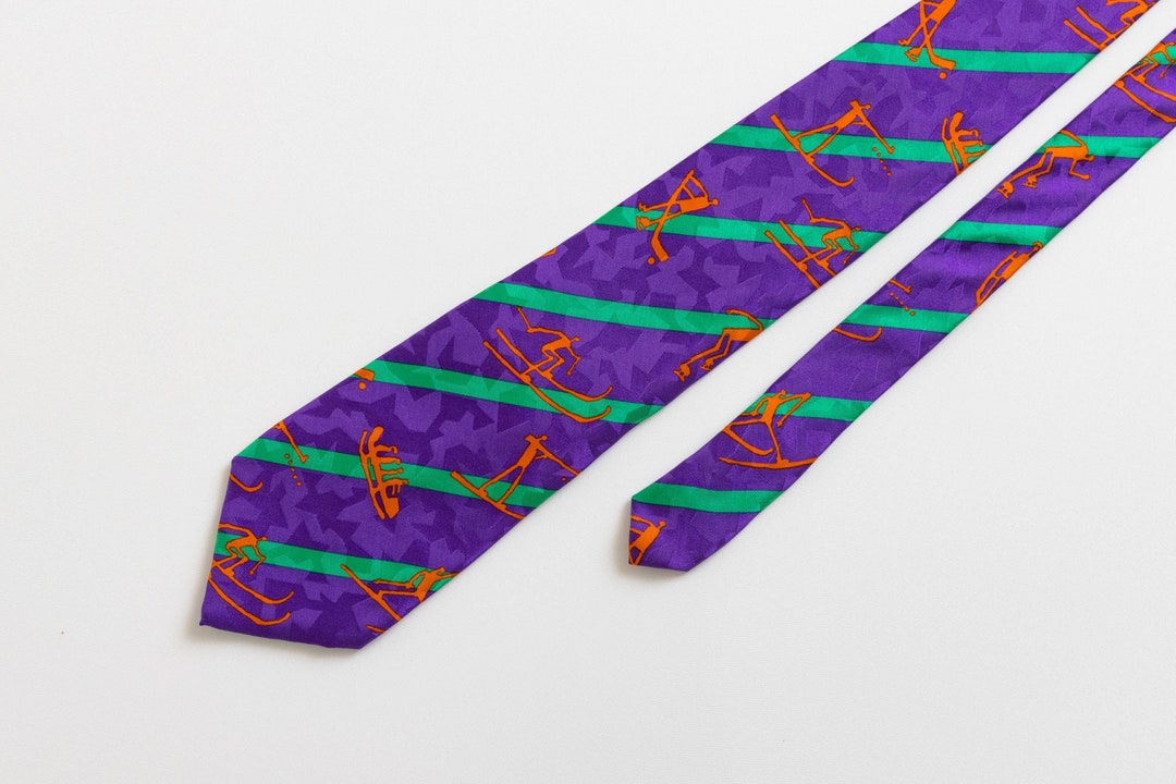 Vintage Lillehammer 1994 Games Tie Abstract Pattern Print Necktie Retro ...