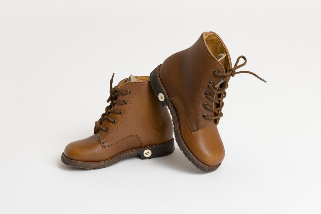 Vintage 70s BALLY Kids Pour Supports Lether Brown Square Toes Boots ...