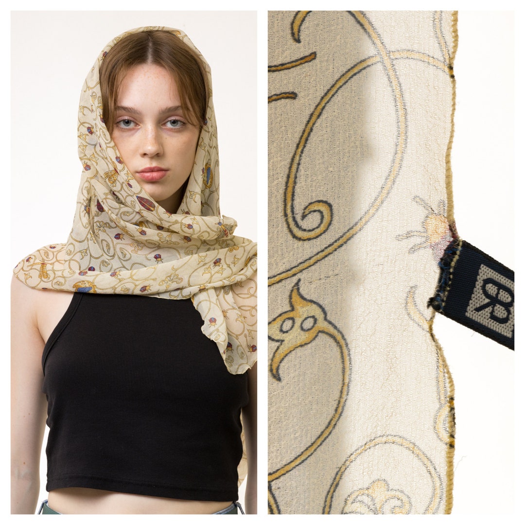 70s Vintage Vtg Rare Pure Silk Seta Seide Soie Multicolor 138 Cm on 67 ...