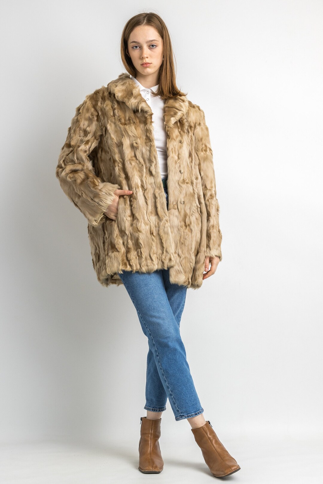 Goat Fur Coat, Vintage Goat Coat, Real Goat Coat, Rare Fur Coat, Fluffy ...