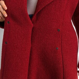 Maroon Wool Coat Wool Vintage 70s Winter Coat Longline Women Peacoat ...