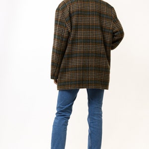 70s Vintage Vtg Rare Pure Wool Woolmark Tweed Check Brown Coat Button ...