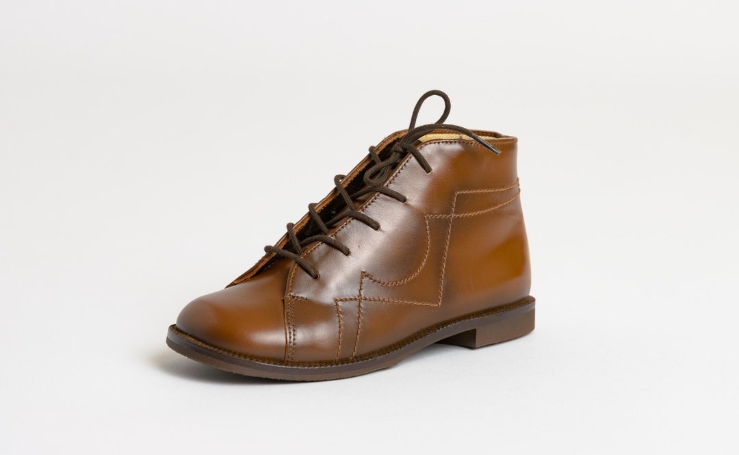 Vintage 70s BALLY Kids Prim Lether Brown Square Toes Boots Kids Brown ...