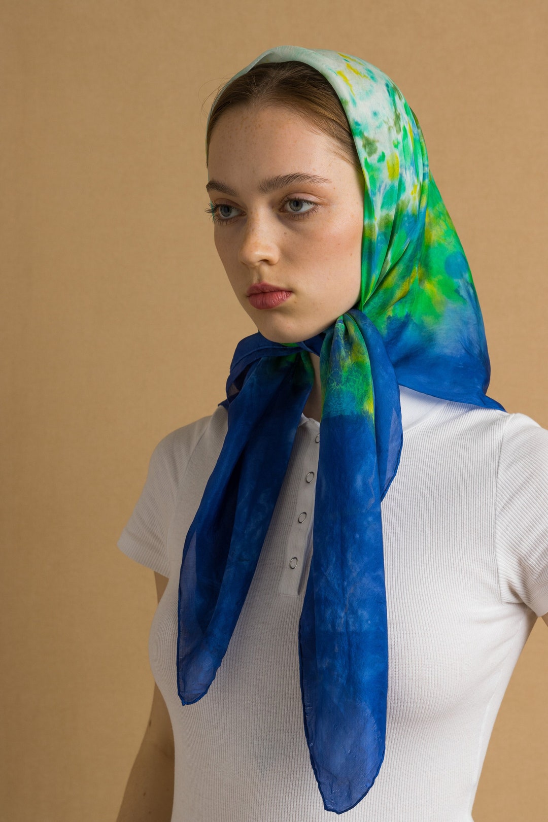 80s Vintage Vtg Rare Pure Silk Seta Seide Soie Tie Dye Abstract Print ...