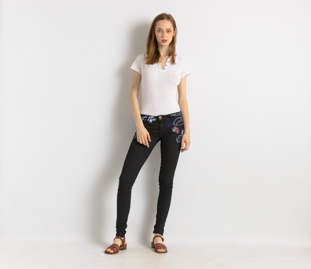 00s Desigual Preloved Black Skinny Pants Size 26 Woman Skinny Fit - Etsy