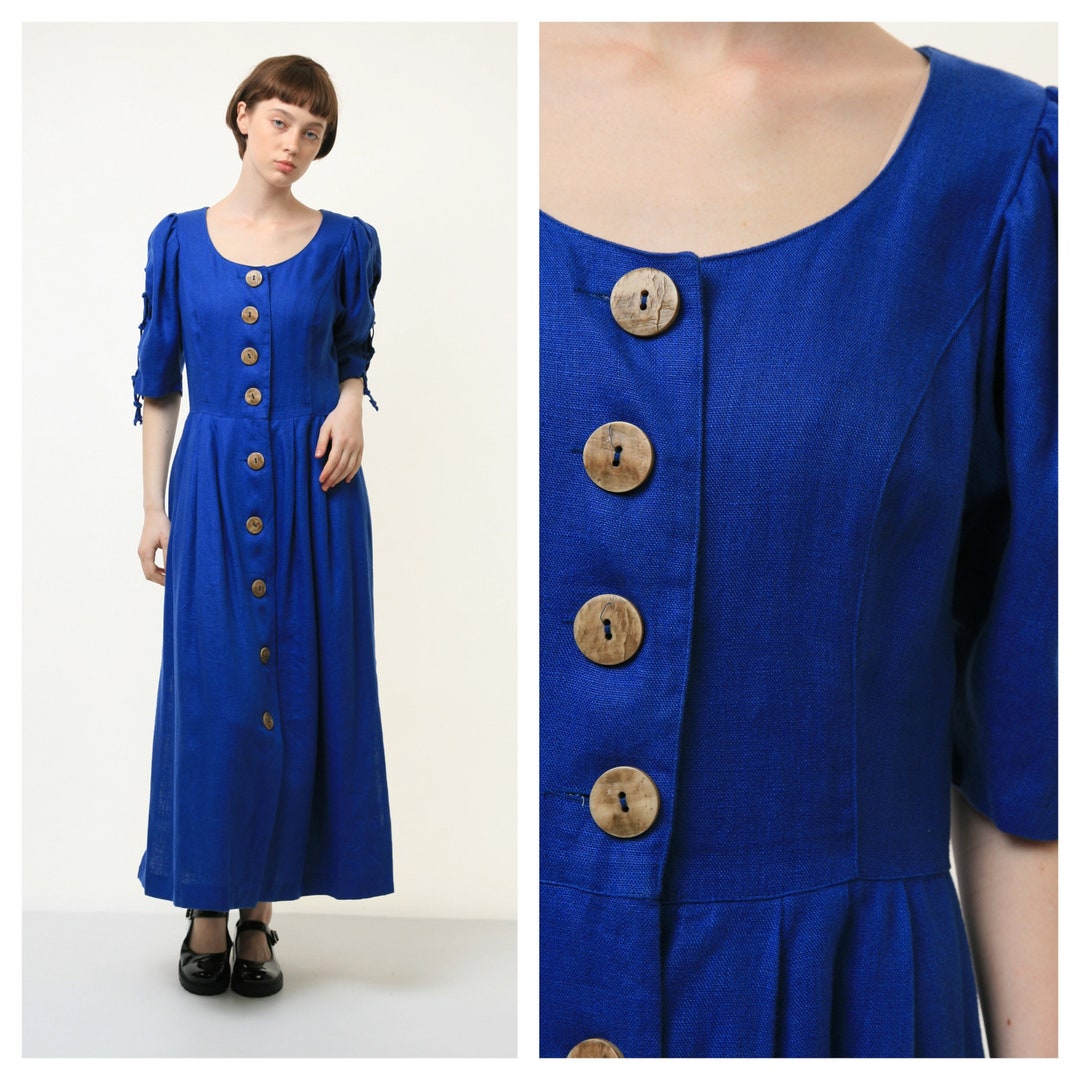 70s Vintage Blue Medieval Alpen Austrian Dirndl Octoberfest Bohemian ...