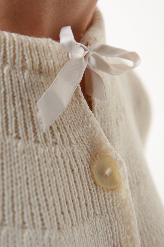 70s Vintage Wool Knitted Tied Up Buttons Long Sleeve … - Gem