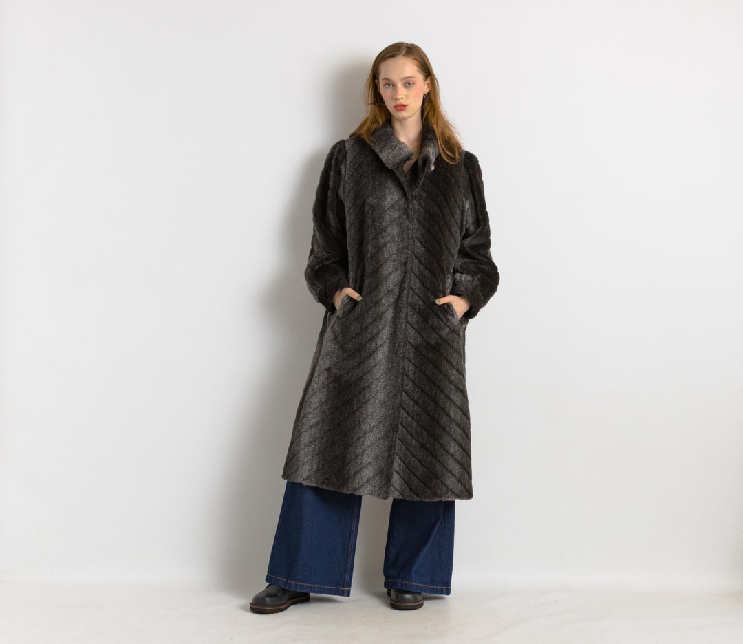 70s Vintage Rare Woman Marcona Alpaca Mohair Fur Midi Coat Size M ...