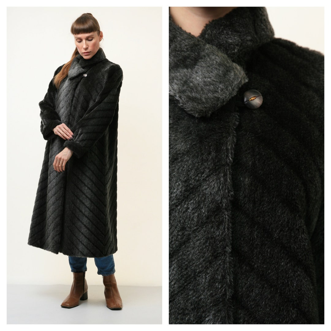 70s Vintage Rare Woman Marcona Alpaca Mohair Fur Midi Coat Size M ...