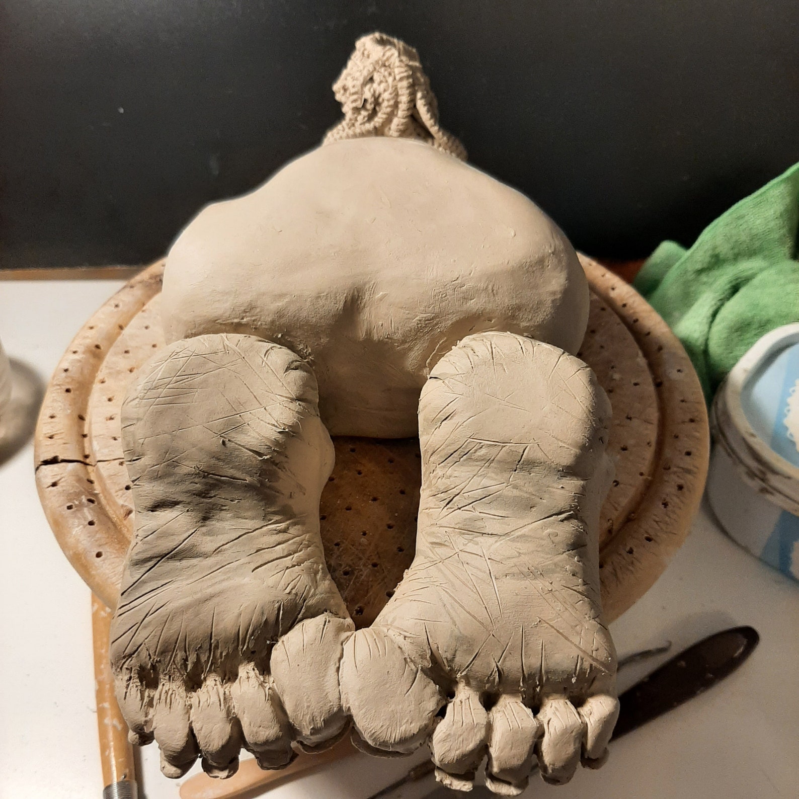 Surrealist Clay Sculpture Look at my feet 2-2021 | Etsy