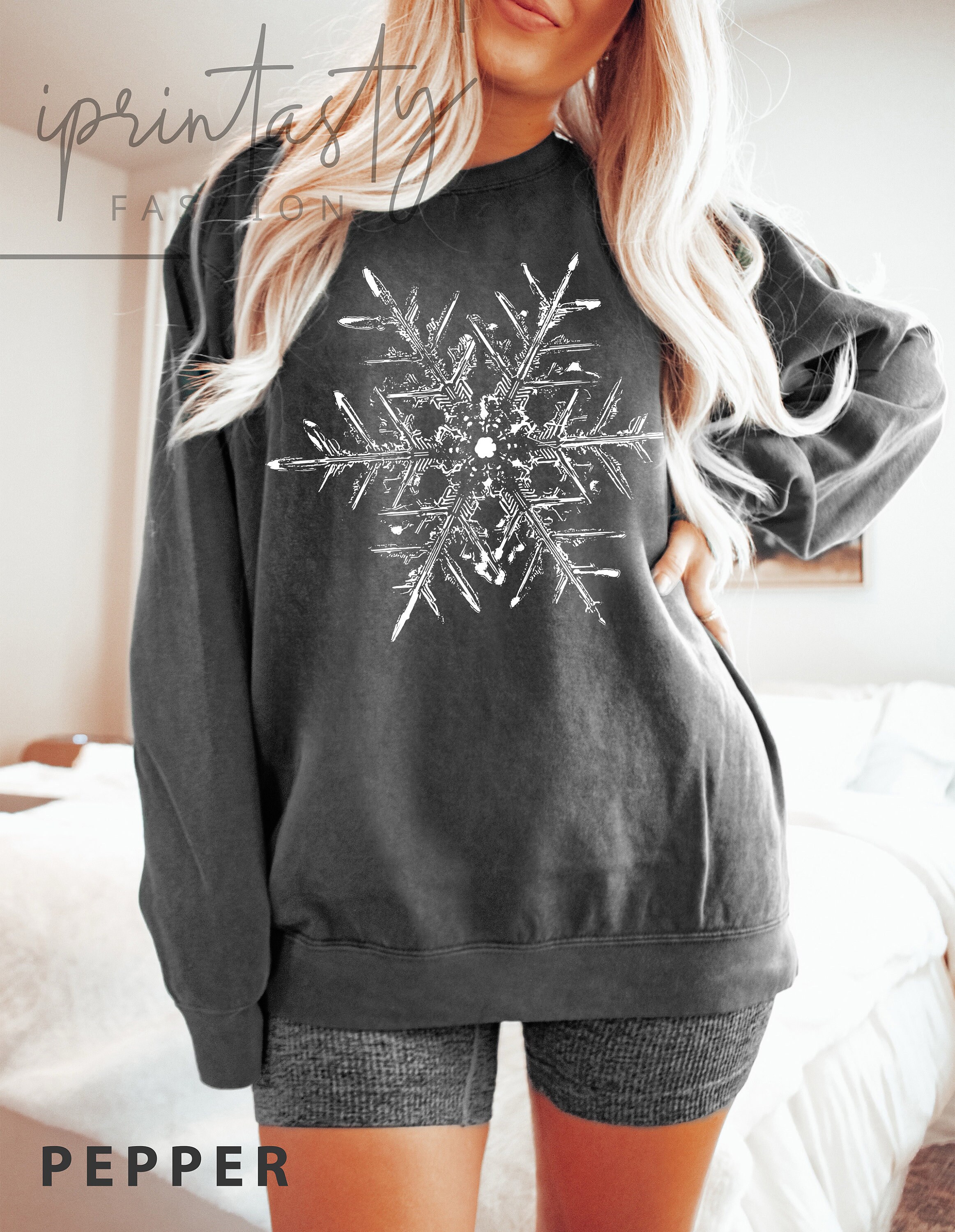 Comfort Colors® Vintage Snowflake Sweatshirt, Holiday Sweater, Matching ...