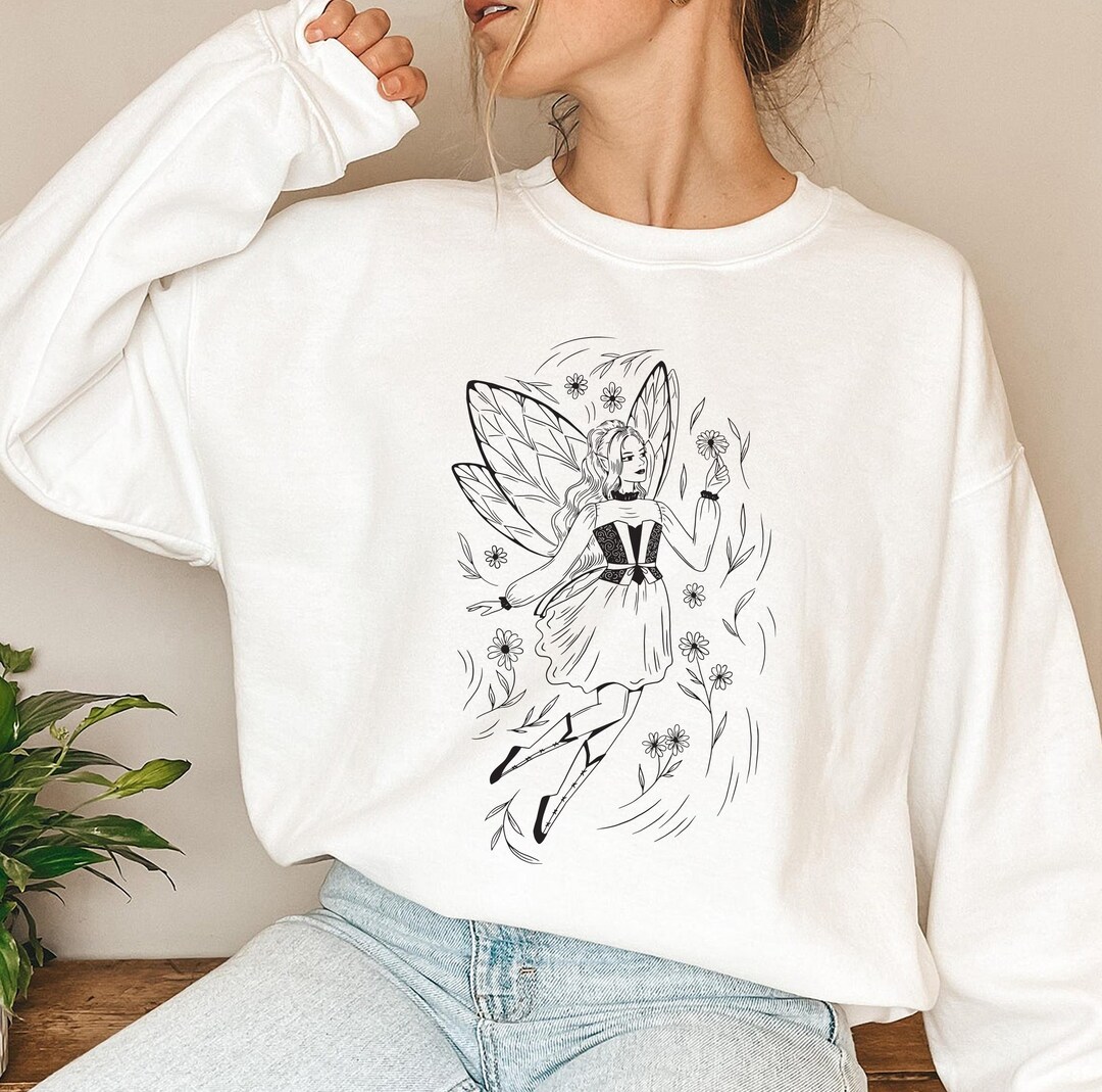 Fairy in A Flower Sweatshirt, Fairycore Sweatshirt, Fairy Grunge Print ...