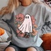 Vintage Floral Ghost Sweatshirt, Cute Woman Halloween Sweater, Ghost ...