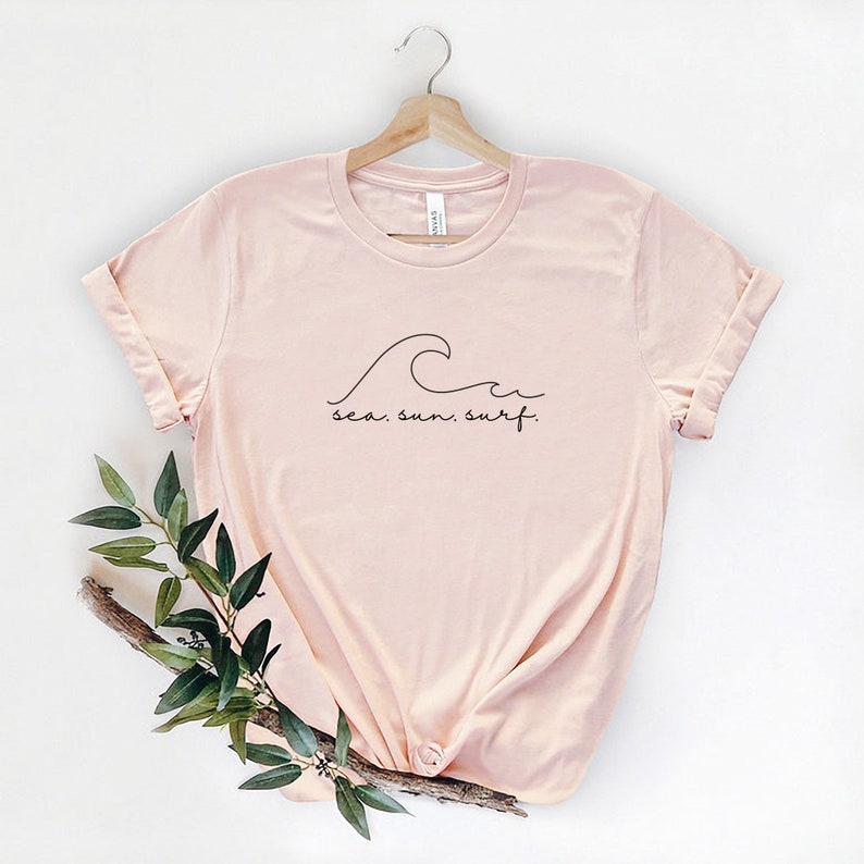 Sea Sun Surf Tshirt, Minimal Waves Shirt, Beach Shirt, Lake Shirt ...