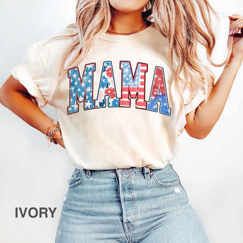 American Mama T-shirt, Mama T-shirt, Retro Mama America Tee, 4th of ...