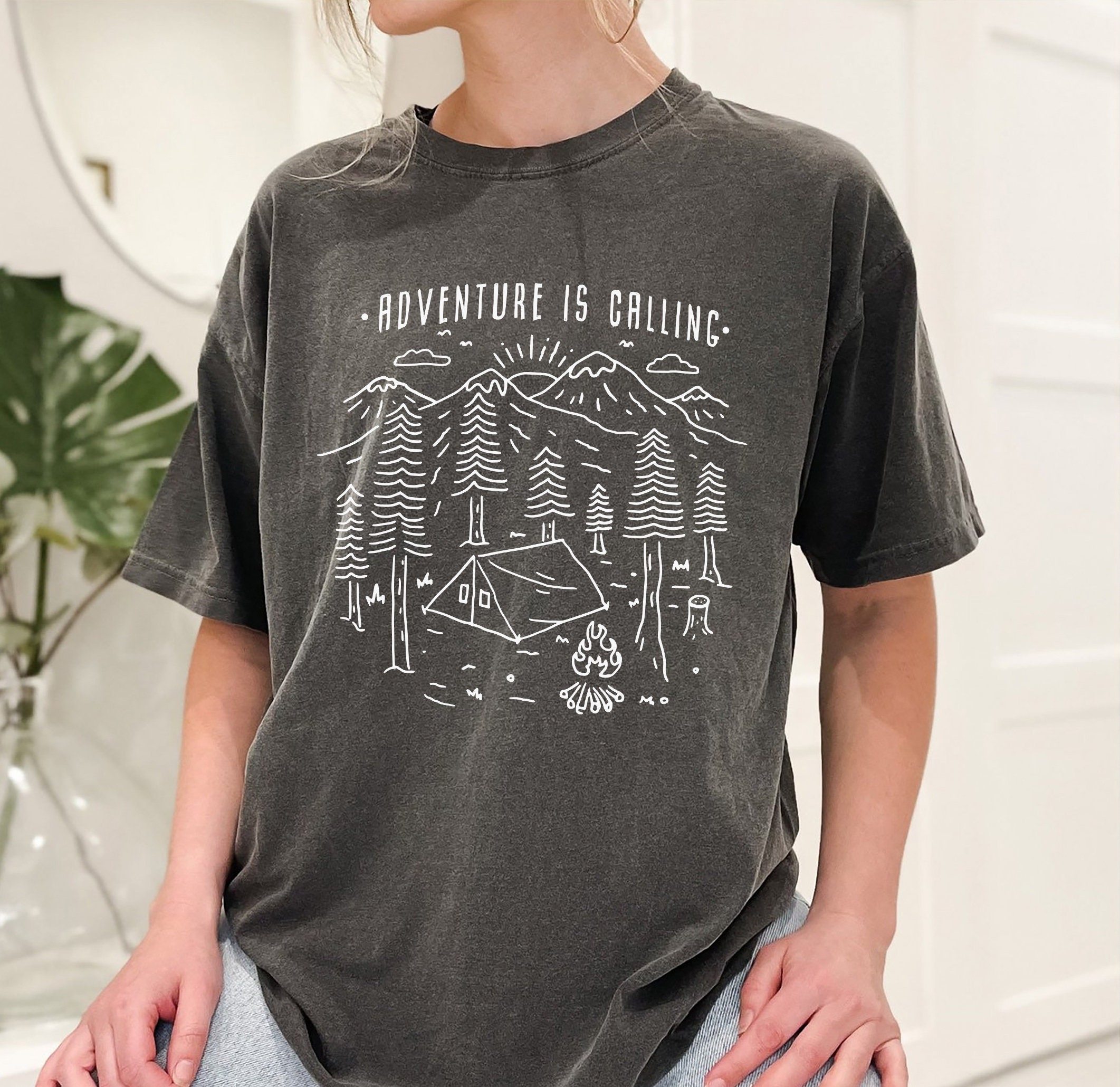 Adventure is Calling T-shirt Explore T-shirt Camping Shirt - Etsy
