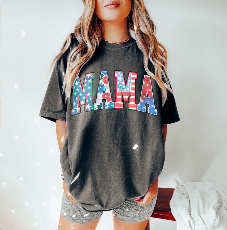 American Mama T-shirt, Mama T-shirt, Retro Mama America Tee, 4th of ...