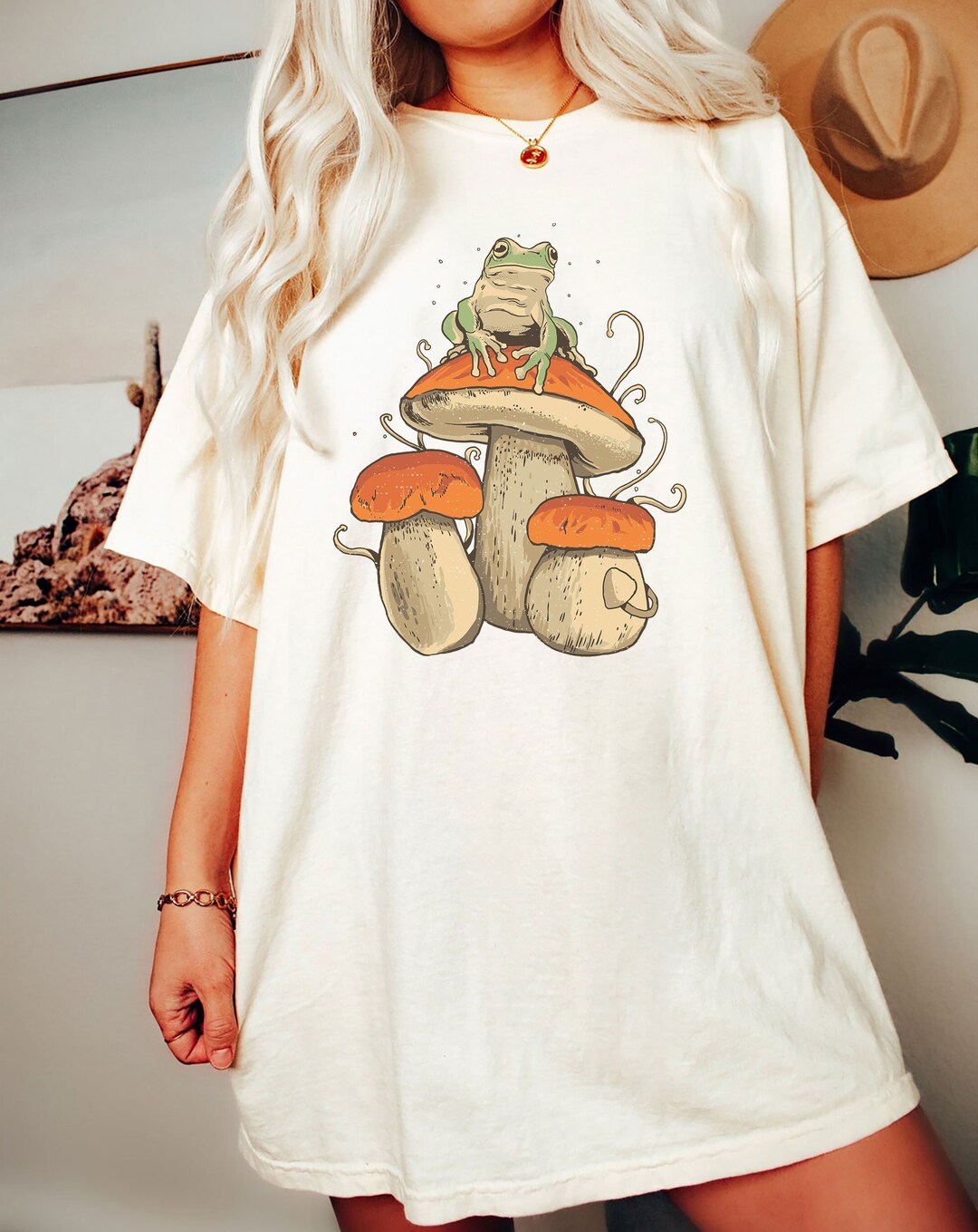 Frogs Mushrooms T-shirt, Mushroom Sweater, Cottage-core Clothing ...