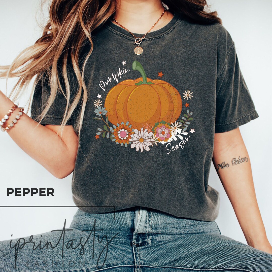 Comfort Colors® Floral Pumpkin Tshirt, Fall Shirt, Pumpkin Season Shirt ...