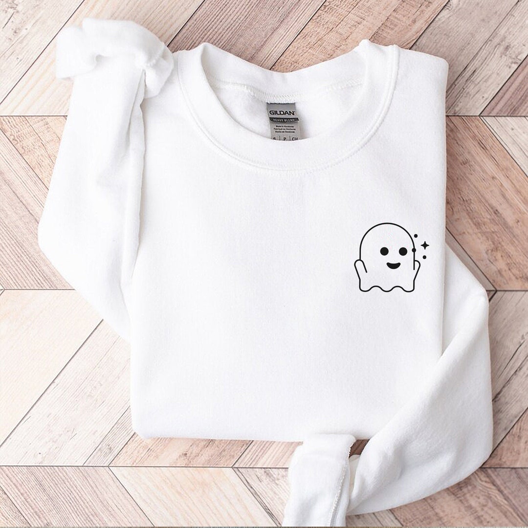 Cute Ghost Sweatshirt, Minimal Halloween Sweater, Ghost Pocket ...
