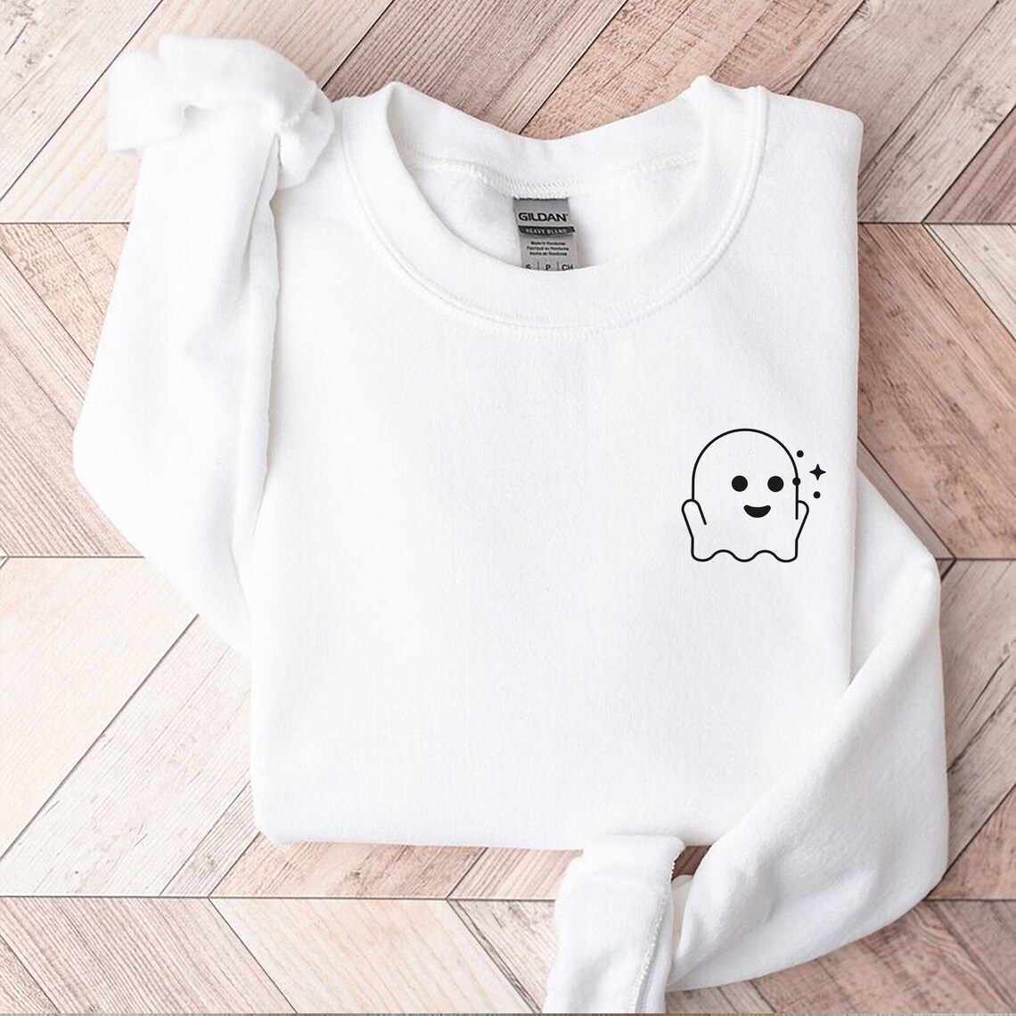 Cute Ghost Sweatshirt Minimal Halloween Sweater Ghost Pocket - Etsy