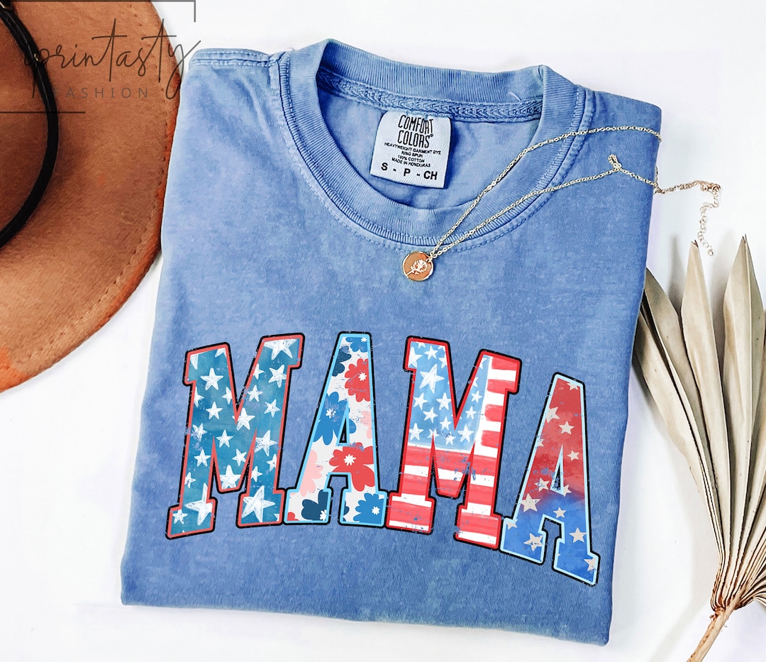 American Mama T-shirt, Mama T-shirt, Retro Mama America Tee, 4th of ...