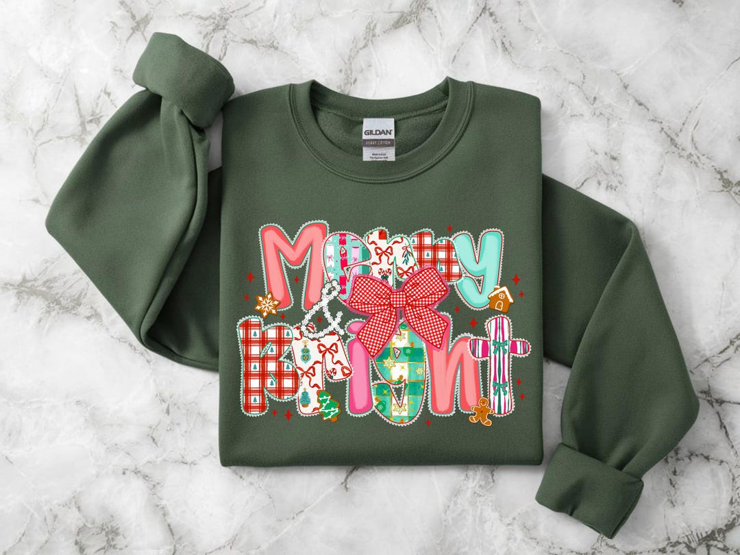 Preppy Merry and Bright Christmas Sweatshirt for Women, Women Christmas ...