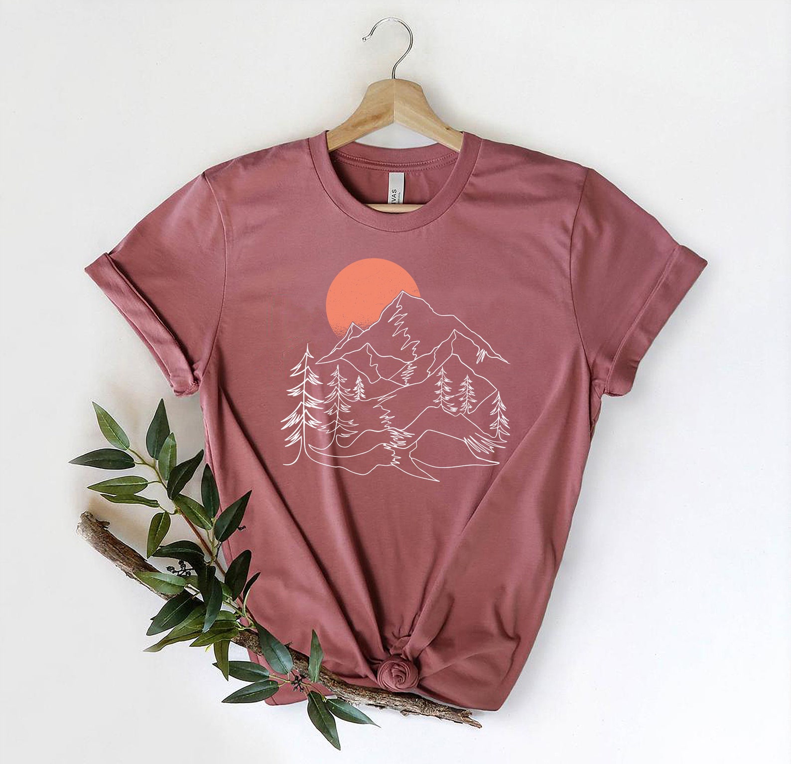 Line Landscape T-shirt, Modern Landscape Shirt, Mountain Landscape Tee ...