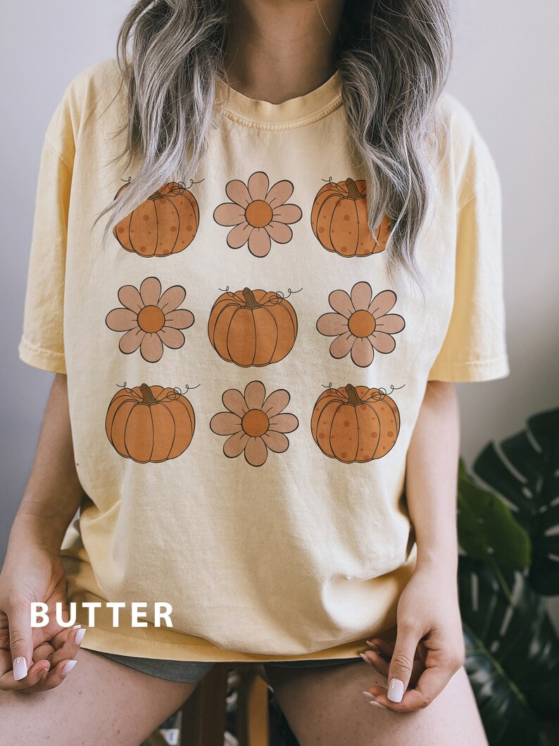 Comfort Colors® Vintage Floral Pumpkins T-shirt Retro Pumpkin - Etsy