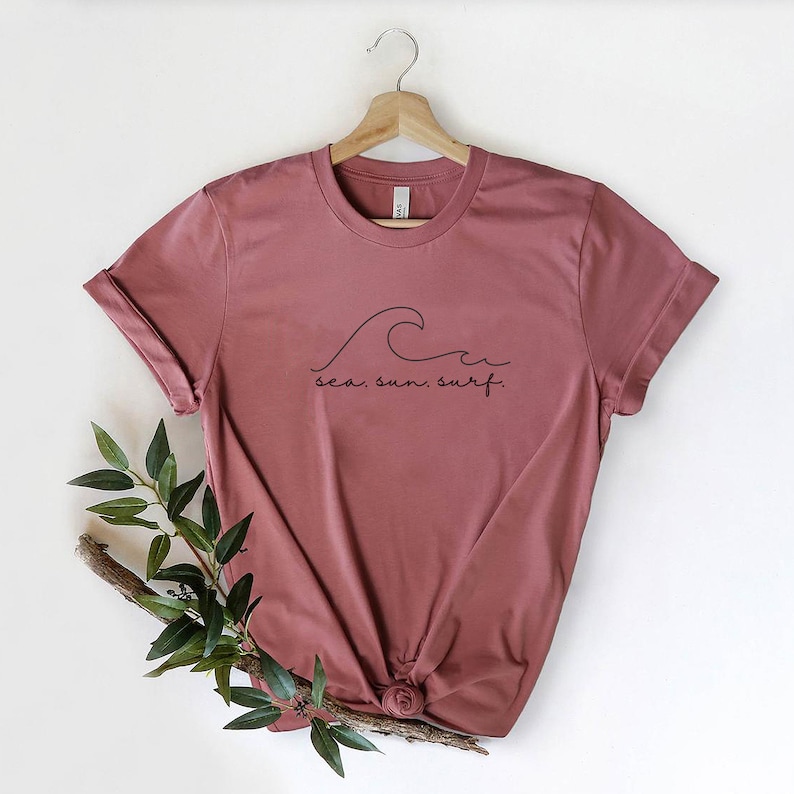 Sea Sun Surf Tshirt, Minimal Waves Shirt, Beach Shirt, Lake Shirt ...