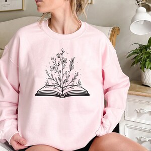 Floral Book Sweatshirt, Teacher Book Sweater, Gift for Book Lover ...