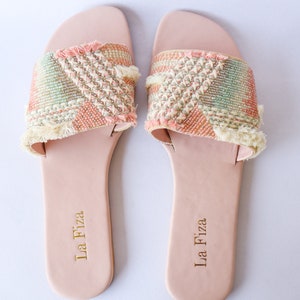 Peach & Multicolour Embellished Slider | Handmade Slider | Bride Gift ...