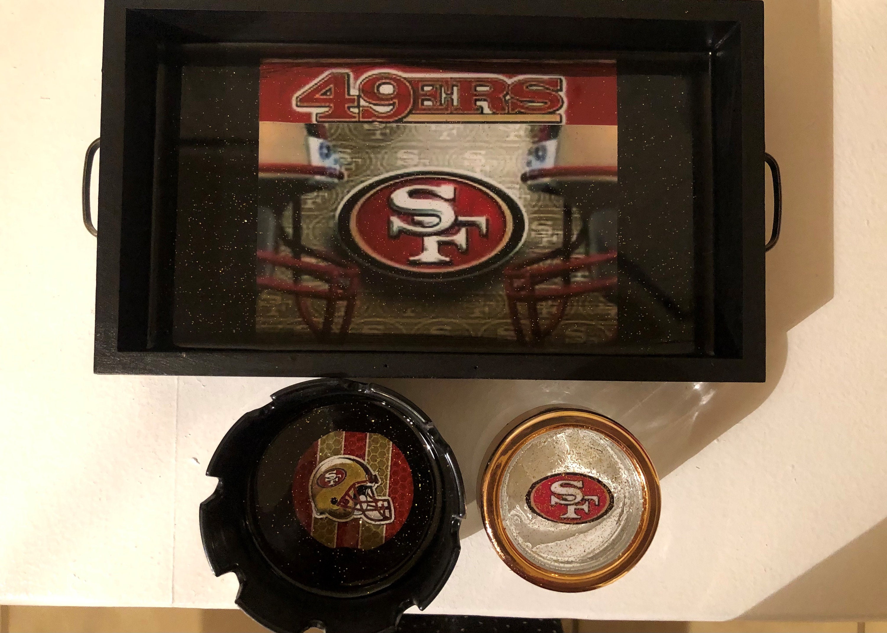 San Francisco 49ers Custom Wood & Resin Rolling Tray Set | Etsy