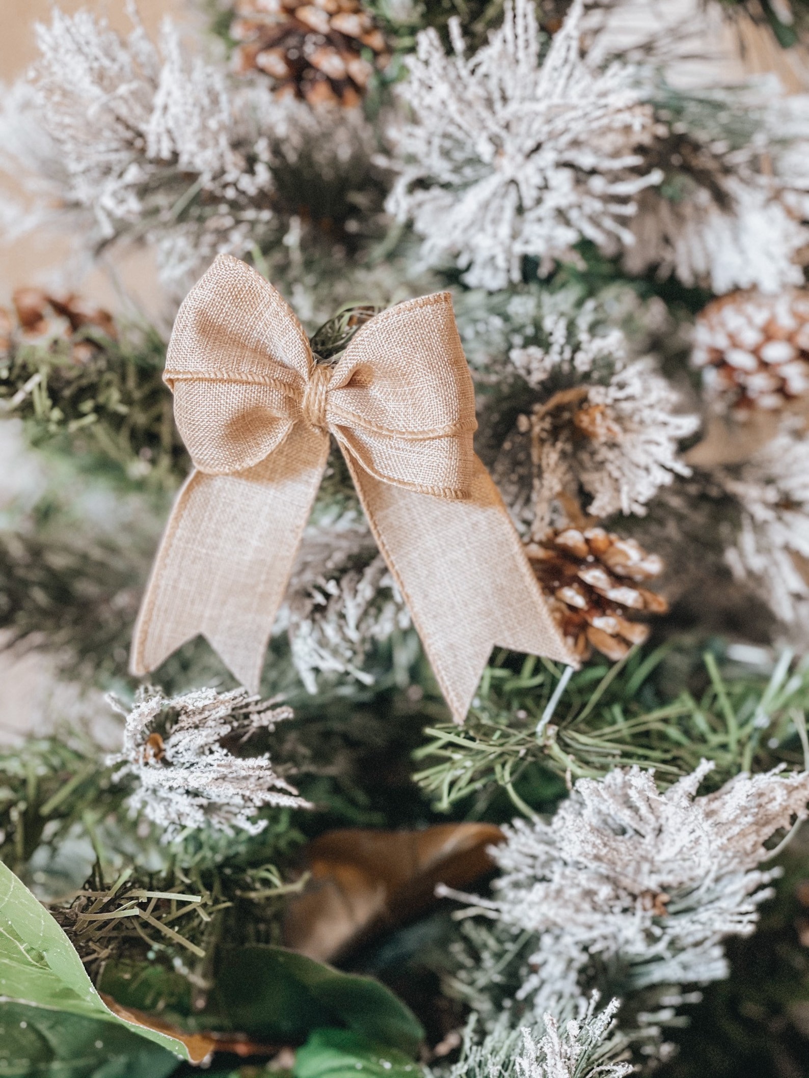 Double Bow Light Burlap Christmas Tree Bows Set of Ten Bows | Etsy