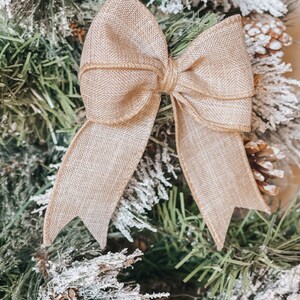 Double Bow Light Burlap Christmas Tree Bows | Set of Ten Bows | Gift ...