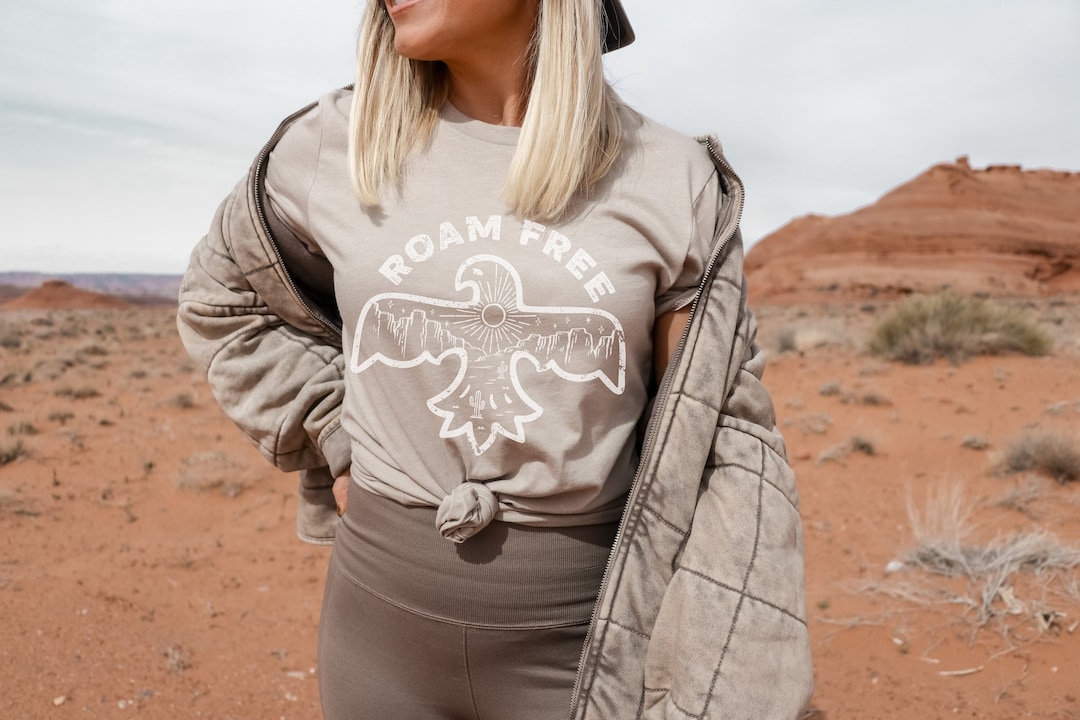 Roam Free Graphic Tee | Boho Thunderbird Shirt | Desert Scene T-shirt ...