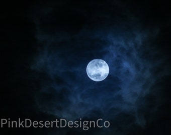 Daylight Moon, Fine Art Photo Print, Half Moon Picture, Blue Sky, Large ...