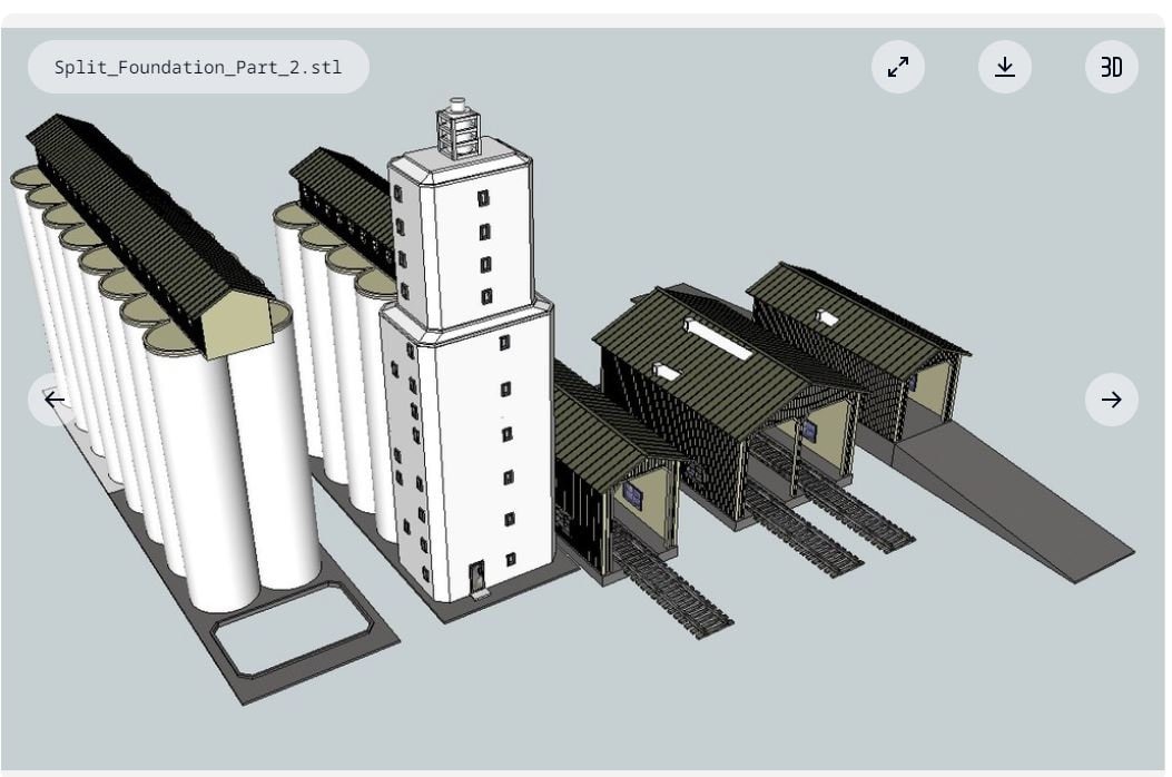 3D Printed HO Scale 8 Silo Concrete Grain Elevator With Single Track Shed. - Etsy
