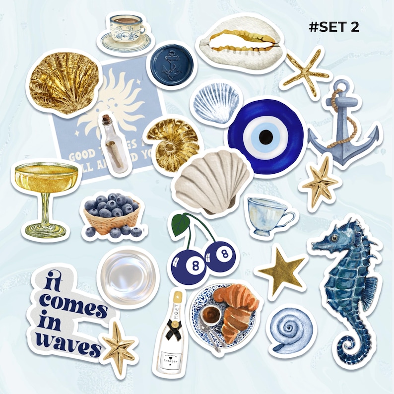 Coastal Girl Sticker Bundle: Beach, Ocean, Seashell Stickers (48 PCS ...