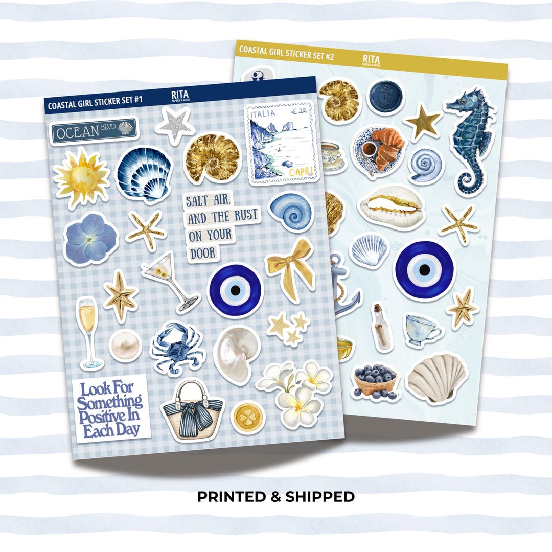 Coastal Girl Sticker Bundle Aesthetic Journal Stickers Set Beach Ocean ...