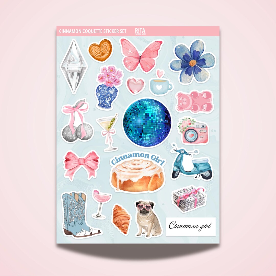 Cinnamon Coquette Sticker Set Aesthetic Journal Stickers Sheet Planner ...