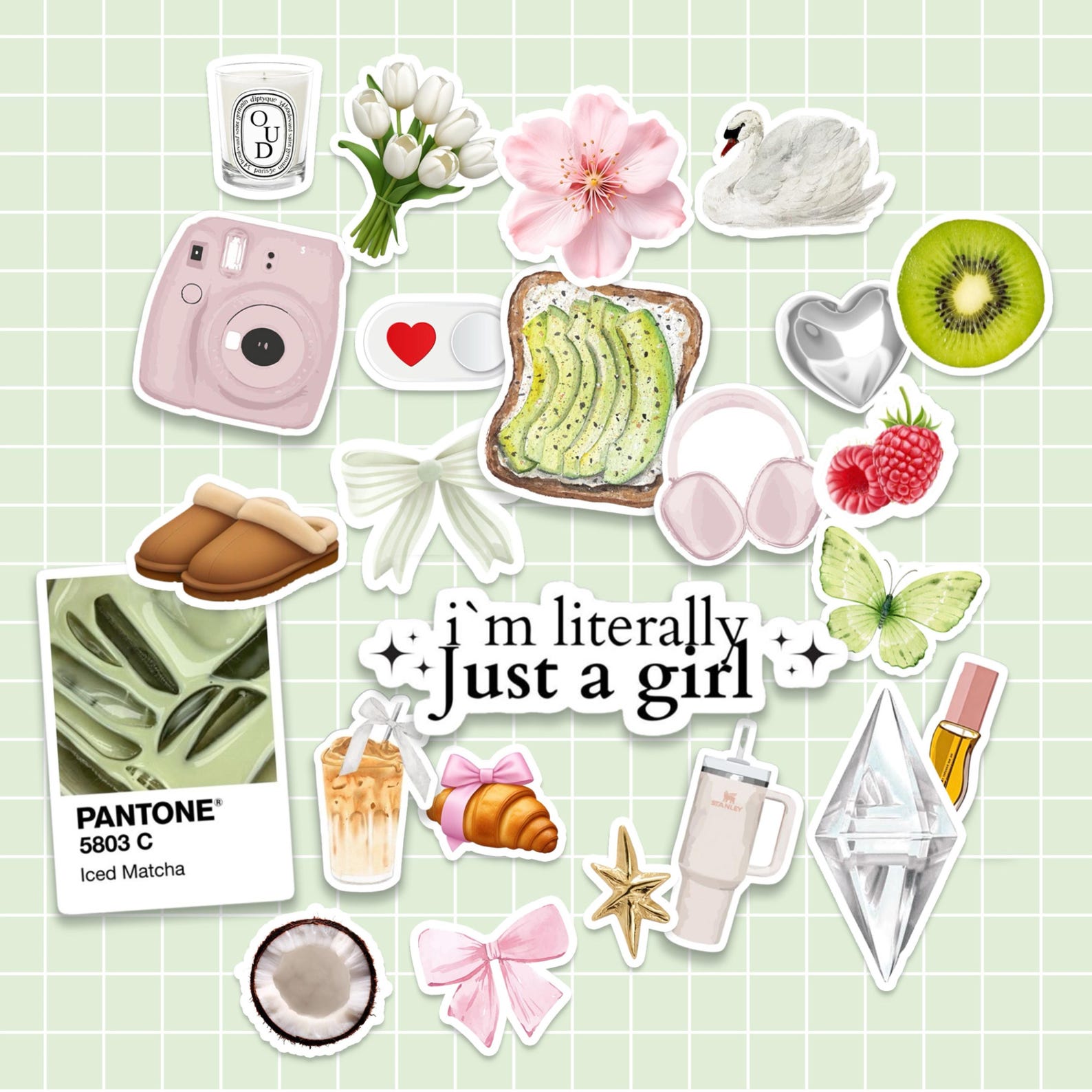24 PCS Clean Girl Aesthetic Stickers Sheet Journal Stickers Planner ...