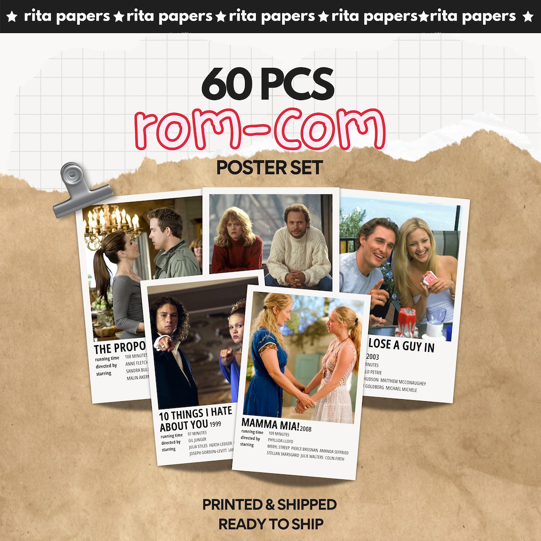 60 PCS Rom Com Poster Set | 2000s Movie Bundle Print Pack Aesthetic ...